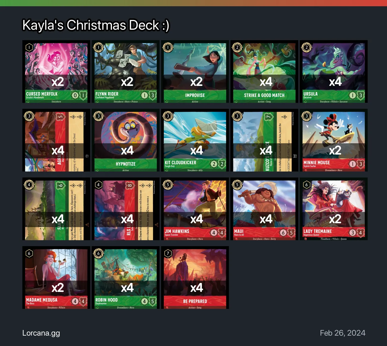 Kaylas Christmas Deck Lorcana Deck • Lorcanagg