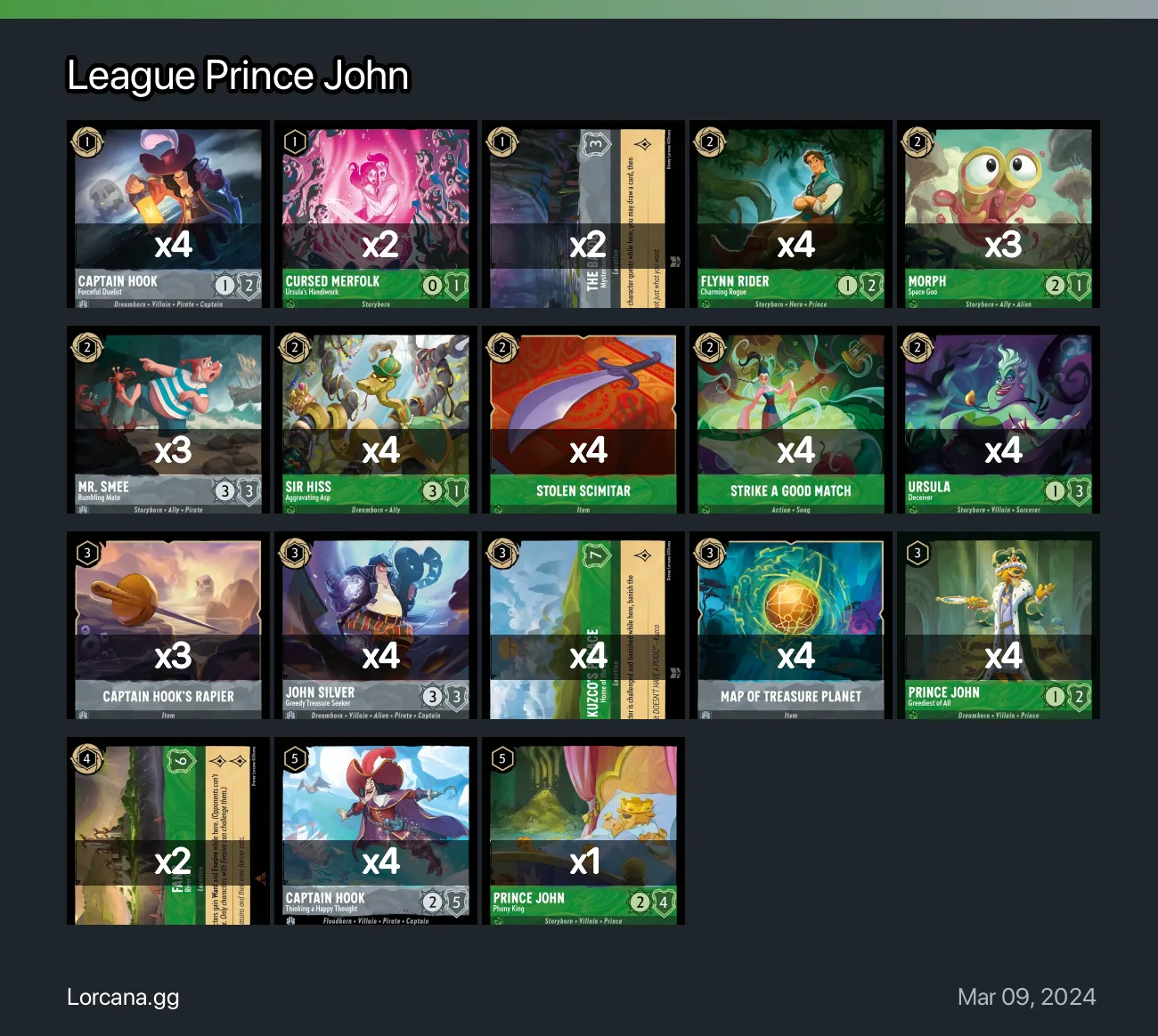 League Prince John Lorcana Deck • Lorcanagg
